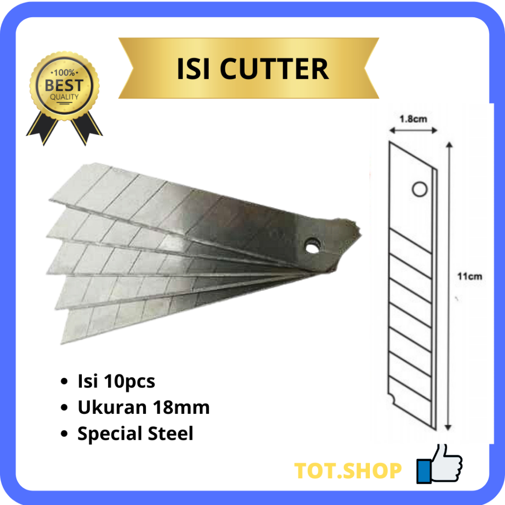 Jual Refill Isi Cutter Besar Special Steel isi 10 Pcs ukuran 18mm ...