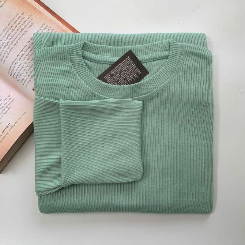 Jual Baju Rib Wanita Basic Rib lengan panjang Kaos Rajut | Shopee Indonesia