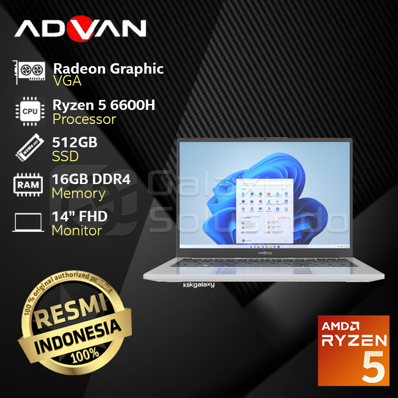 Jual ADVAN WORKPLUS Ryzen 5 6600H 512GB SSD 16GB RAM - Silver Laptop Notebook | Shopee Indonesia