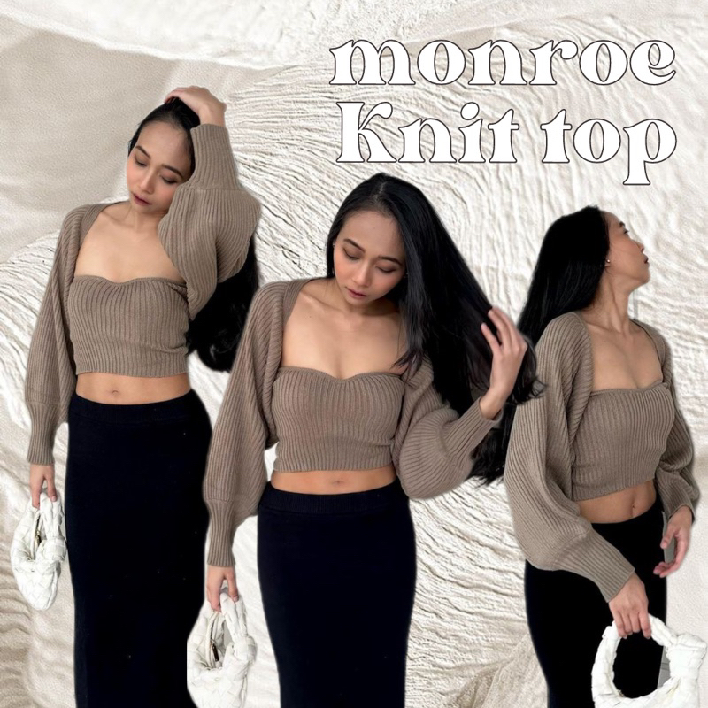 Jual SUETERCLOTH - Monroe Knit Set / Set Knit Wanita Premium / Bolero Knit / Outer Rajut / set ...