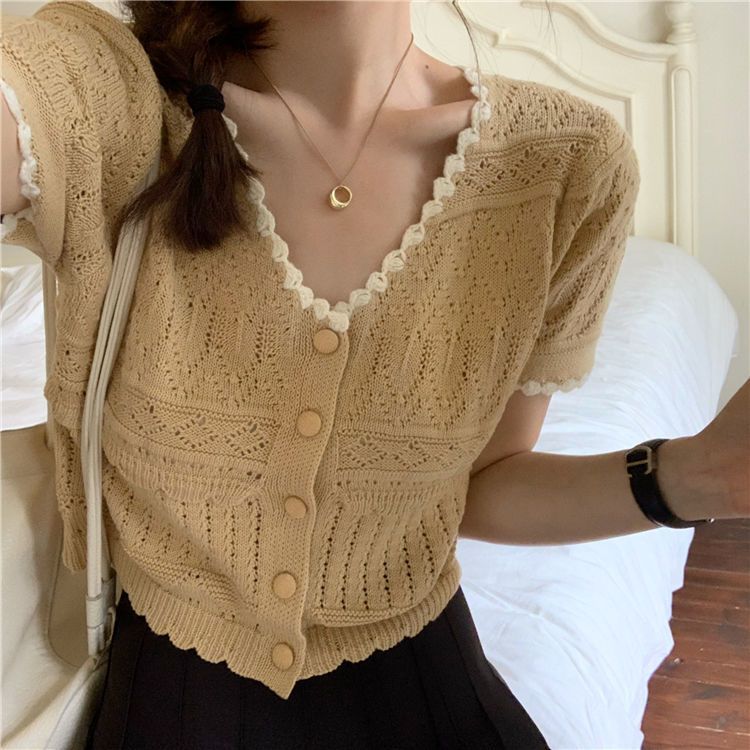 Jual 【Tiktop】Pakaian Wanita Baju Atasan Lengan Pendek Import Rajut Premium / Knit Premium korean ...