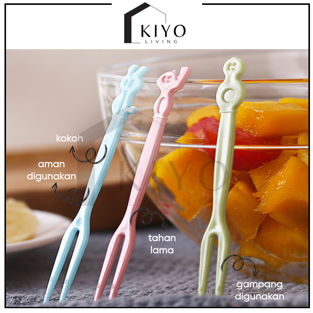 Jual KIYO Garpu Mini Tusuk Buah isi 50 pcs Fork Garpu Plastik Tusuk ...