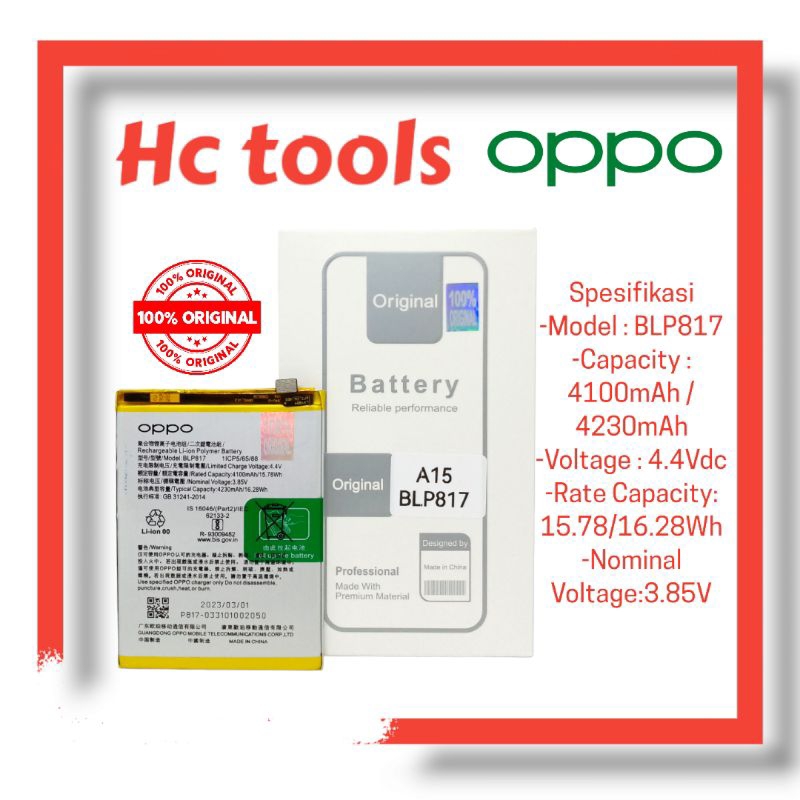 Jual Baterai Battery Batre Op a15/a15s/a16e/a16k/BLP817 ORIGINAL 100% ...