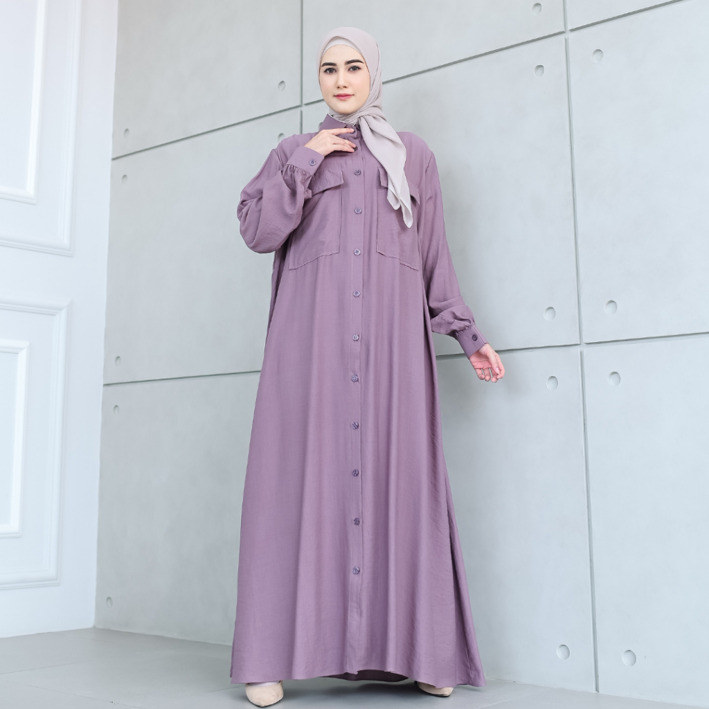 Jual Aisyalina Id Belvina Midi Dress Tanpa Hijab Bahan Linen Crespo ...