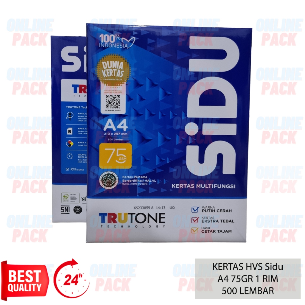 Jual KERTAS HVS SIDU A4 75GR 75 GRAM 1 RIM 500 LEMBAR SINAR DUNIA PRINT PAPER TRUE TONE ...