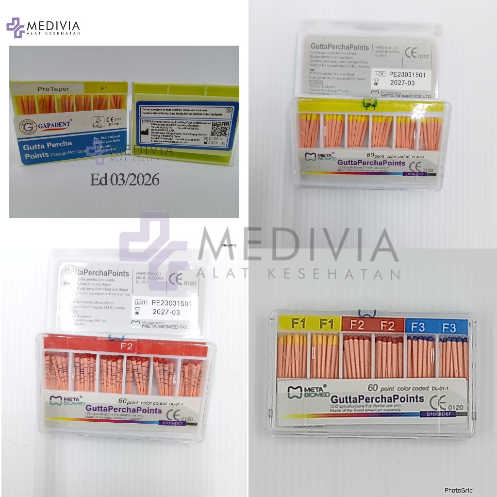 Jual Gutta percha protaper f1-f3 f1 f2 f3 metabiomed gapadent guttap ...