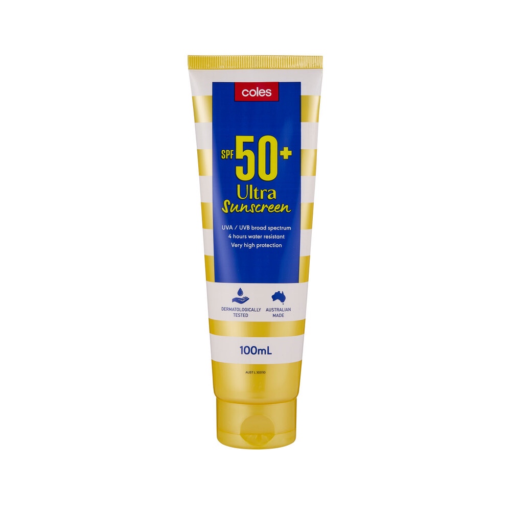 Jual Coles SPF 50+ Sunscreen Ultra Tube | 100mL Made in australia ...