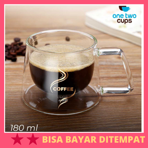 Jual Cangkir Kopi Anti Panas Double Wall Glass 180ml / Gelas Cangkir ...