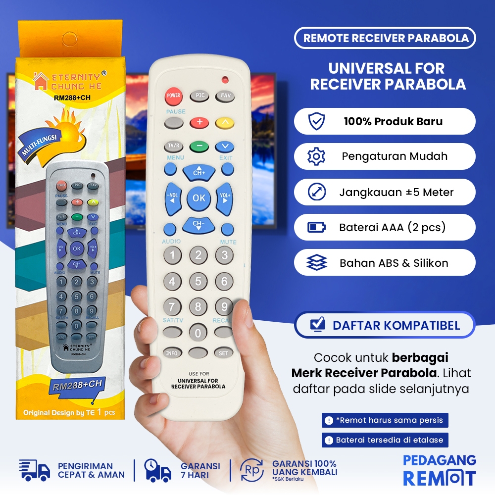 Jual Remot Remote STB Receiver Parabola Multi / Universal MPEG-2 (Venus, Matrix, Tanaka, Philsat ...