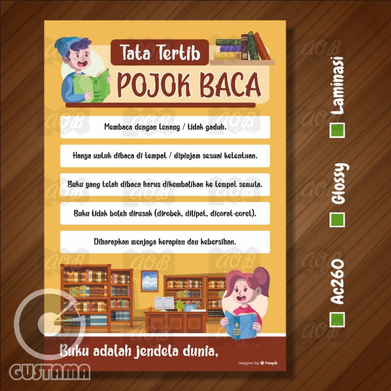 Jual Poster Tata Tertib Pojok Baca, Poster Edukasi Laminasi A3 | Shopee ...