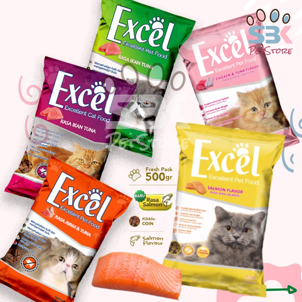 Jual Excel Cat Food Makanan Kucing Kering 500gr | Shopee Indonesia
