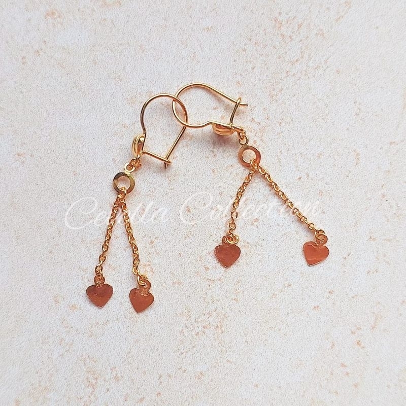 Jual Anting Rantai 2 Hati Emas Muda 1 Gram | Shopee Indonesia