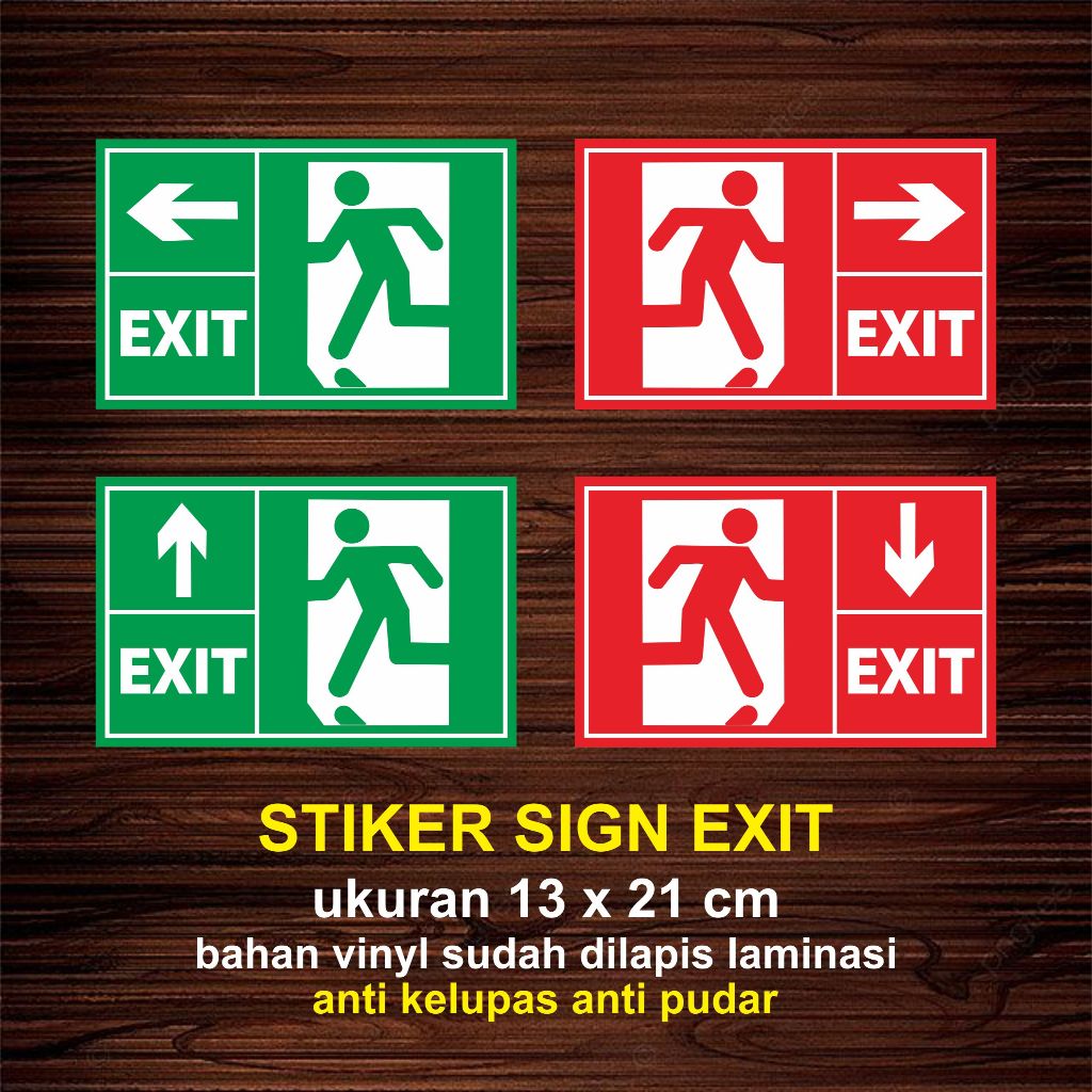 Jual stiker sign exit / stiker evakuasi / sign exit | Shopee Indonesia