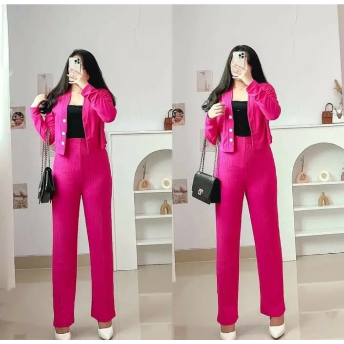 Jual Set Casey Premium Knit (Cardi+Pants) / Setelan Baju Wanita ...