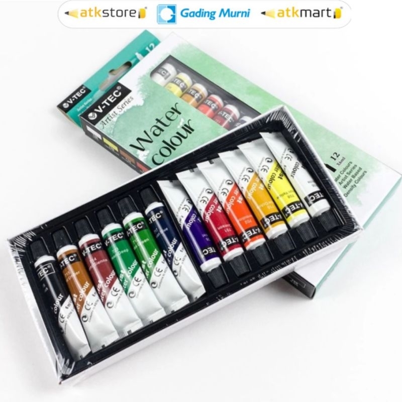 Jual V Tec water colour cat air set 1325 12 x 6 ml / V-Tec Watercolour ...