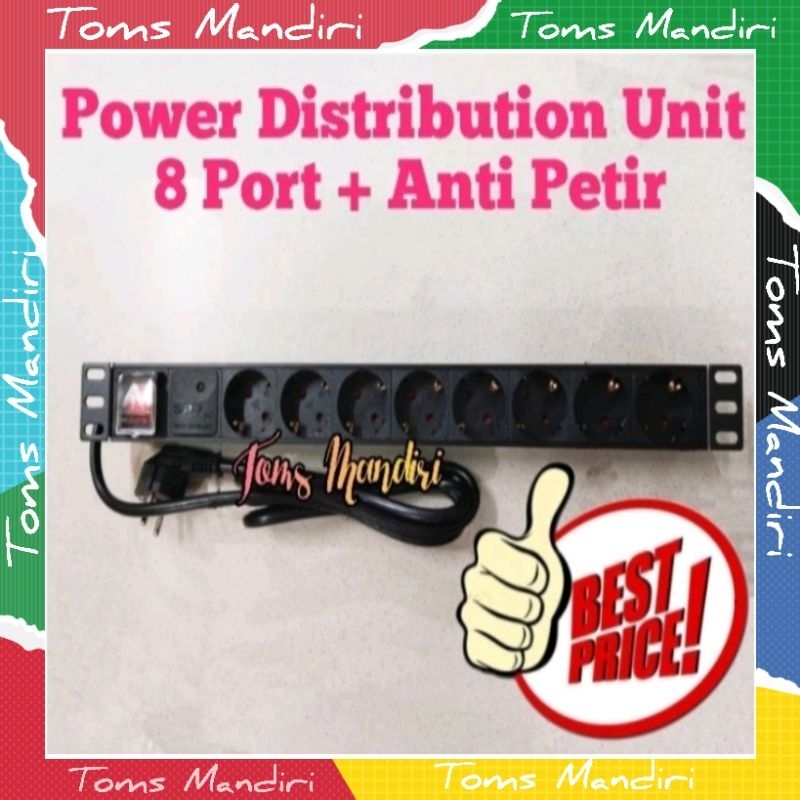 Jual Power Distribution Outlet 8 soket 16A PDU for rack, wallmount 19" Sudah Ada Anti Petir ...