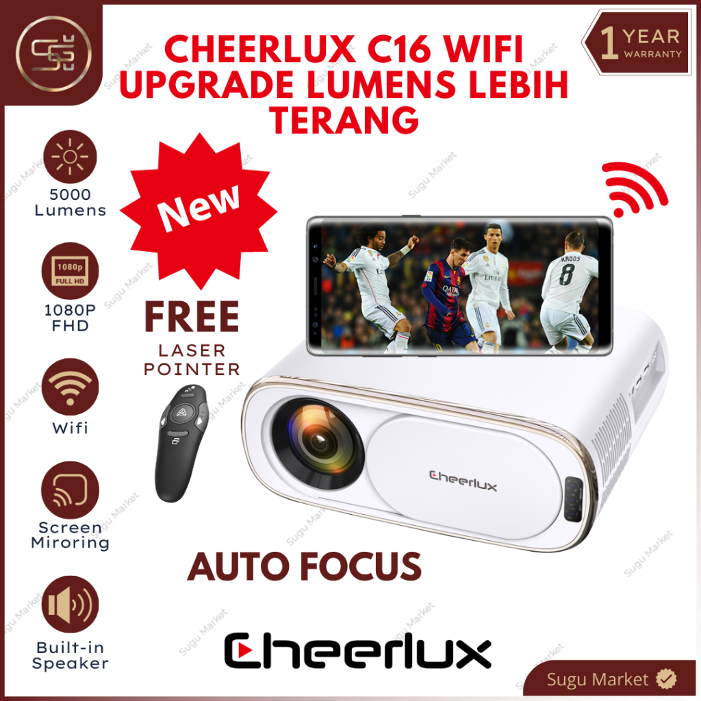 Jual CHEERLUX C16 WIFI / PROYEKTOR SAMBUNG KE HP / PROYEKTOR WIFI 1080P ...