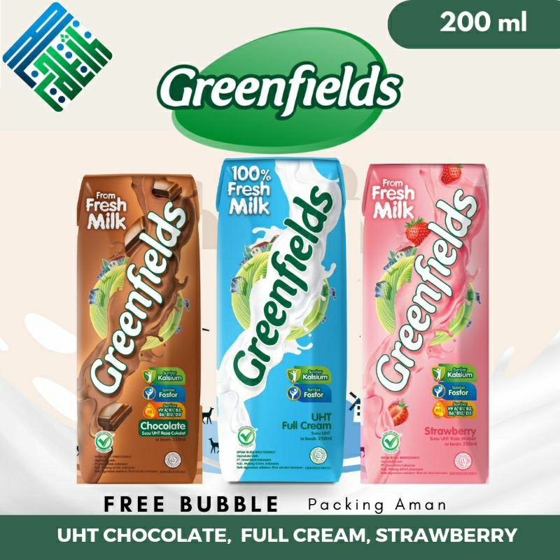 Jual Greenfields Susu UHT 200 ml / Full Cream, Chocolate, dan Strawberry | Shopee Indonesia