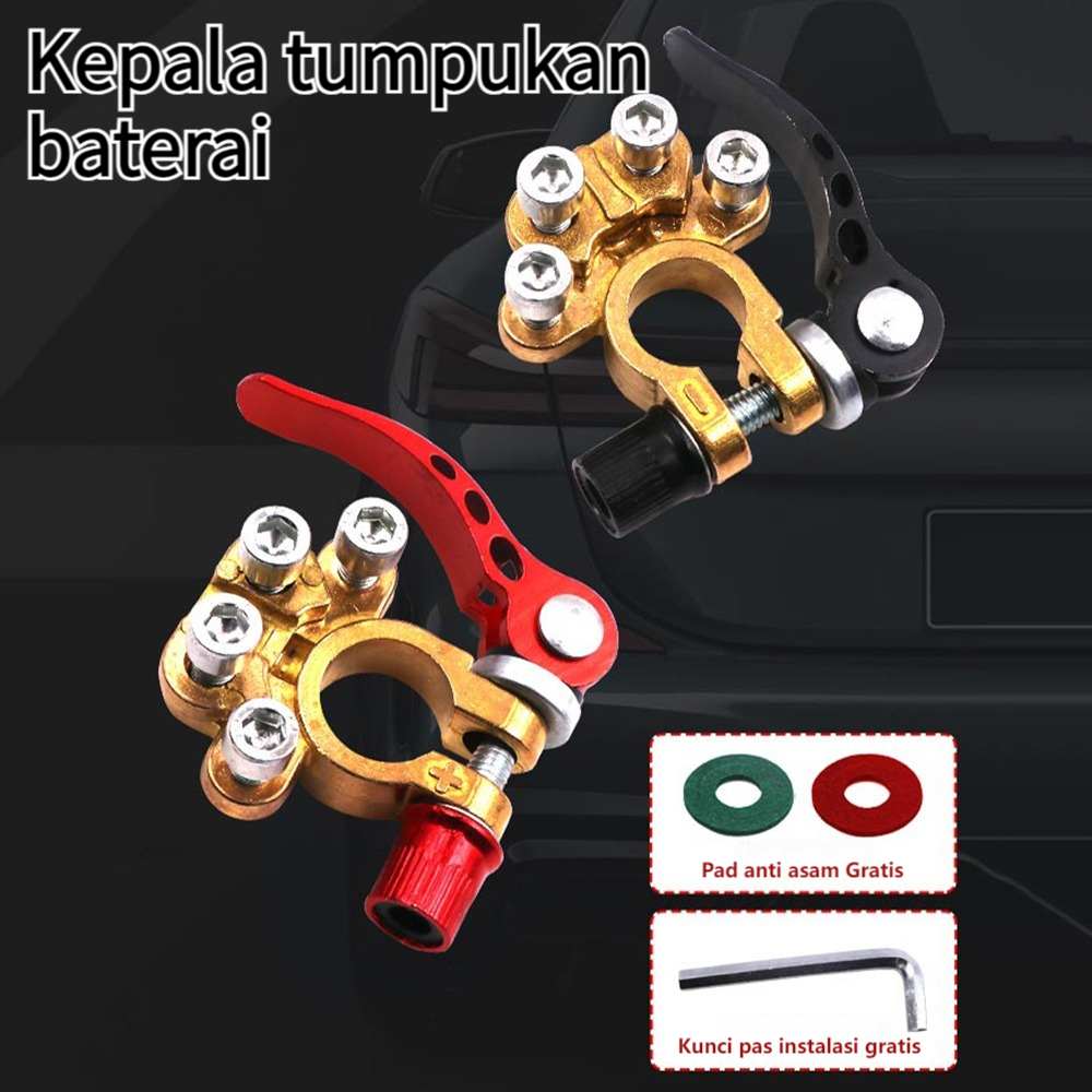Jual Terminal Kepala Aki Mobil Bahan KUNINGAN Klem Accu Mobil Tembaga ...