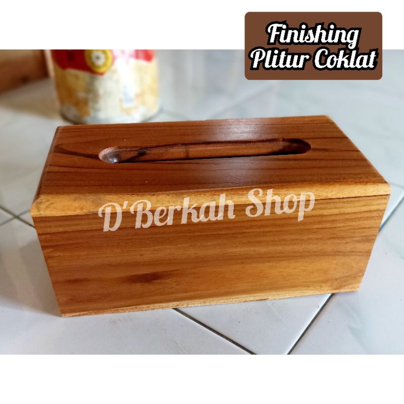 Jual Kotak Tissue Kayu Jati Asli Ukuran Besar Finishing Plitur Coklat ...