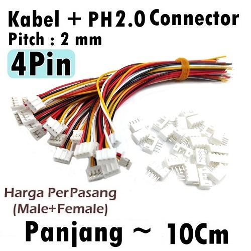Jual Cable Connector Micro Mini PH 2.0mm 2.0 4 Pin JST Plug Male Female ...