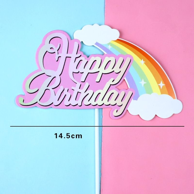 Jual Cake Topper Happy Birthday Rainbow / Topper HBD Pelangi / Hiasan ...