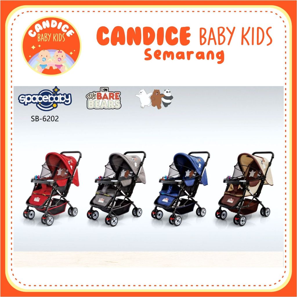 Jual BABY STROLLER NEWBORN DUA ARAH SPACEBABY SB 6202 WE BARE BEARS ...