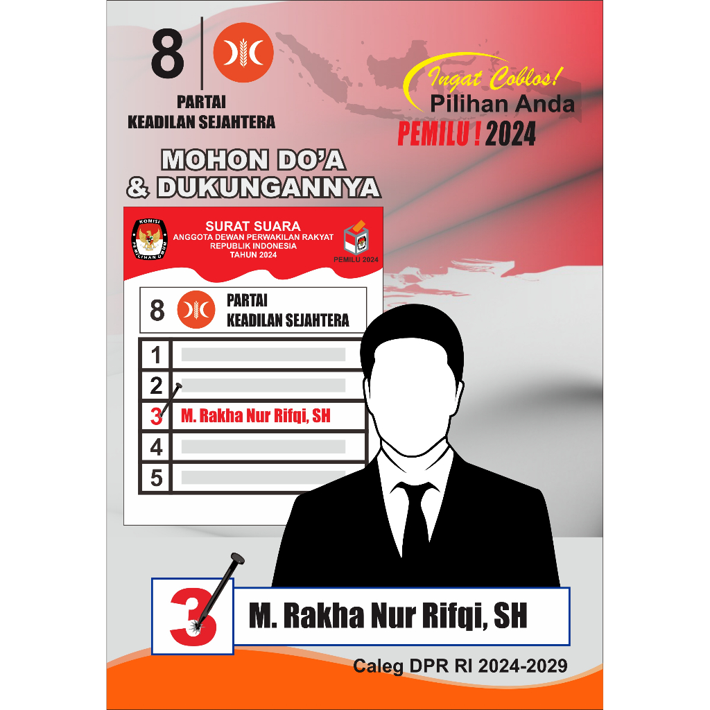 Jual Stiker Caleg 2024 Murah Meriah Free Desain Ukuran 10 x 15 CM ...