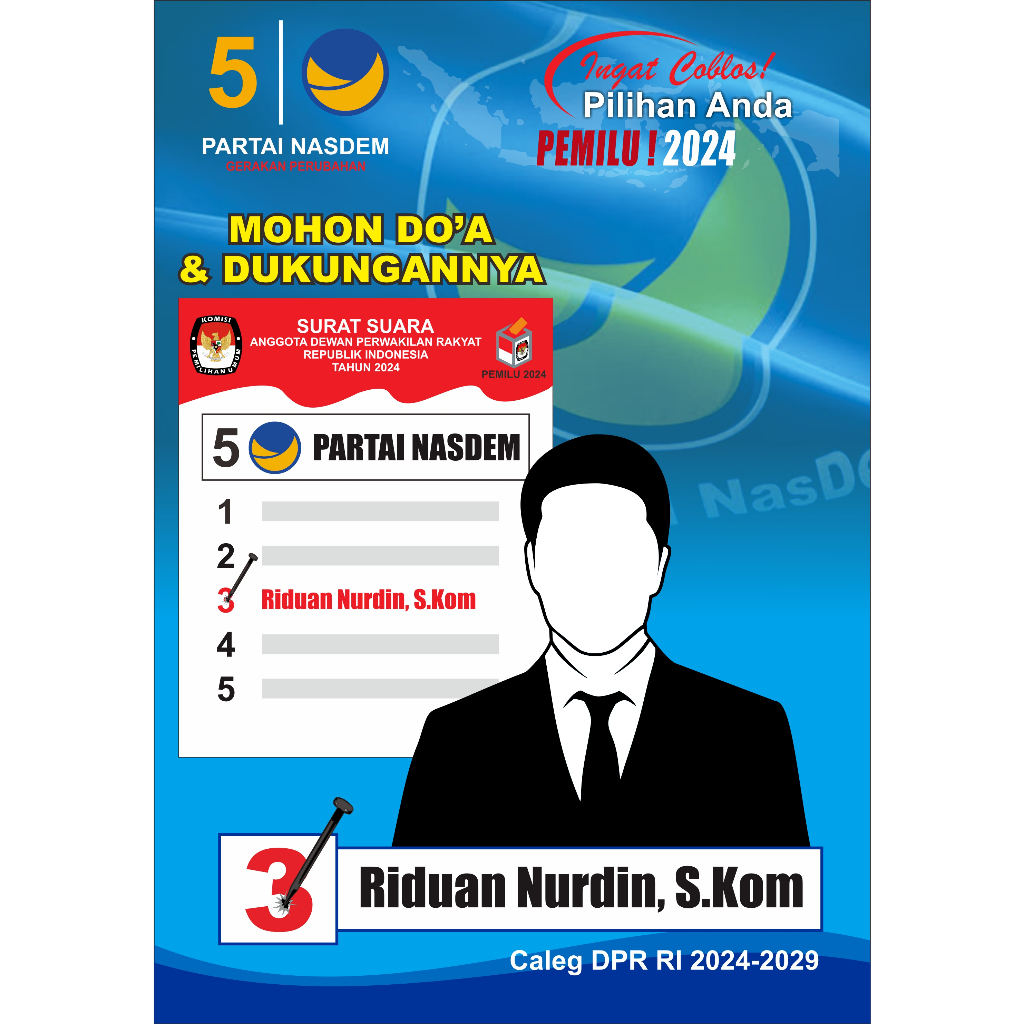 Jual Stiker Caleg 2024 Murah Meriah Free Desain Ukuran 10 x 15 CM ...