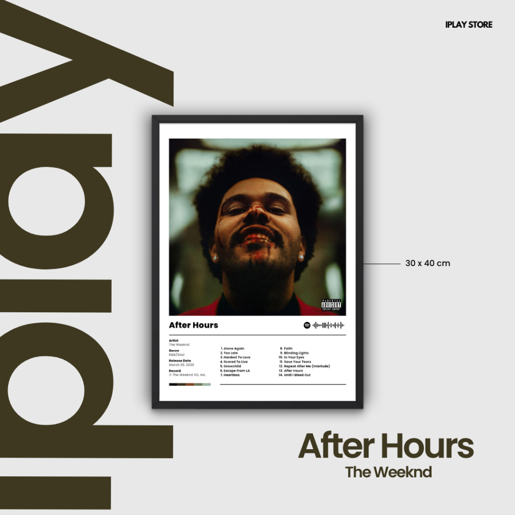 Jual Hiasan Dinding Frame Music Album: The Weeknd - After Hours 30x40 ...