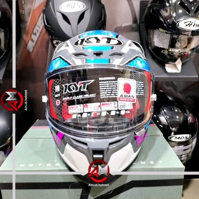 Jual HELM KYT STRIKER #1 GORILA GREY BLUE FULL FACE KYT HELM STRIKER 1 ...