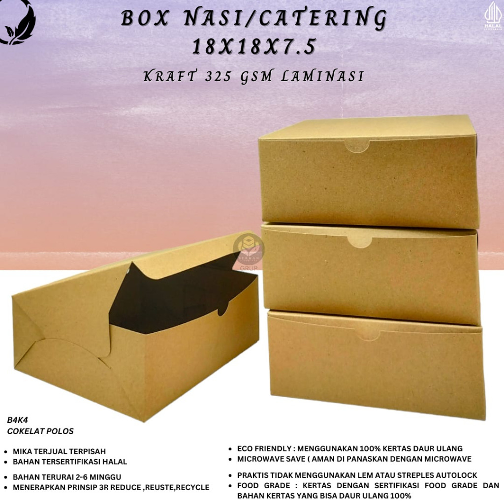 Jual Box Nasi 18X18 Box Nasi Laminasi 325 Gsm (B4K4-18X18X7.5) | Shopee Indonesia