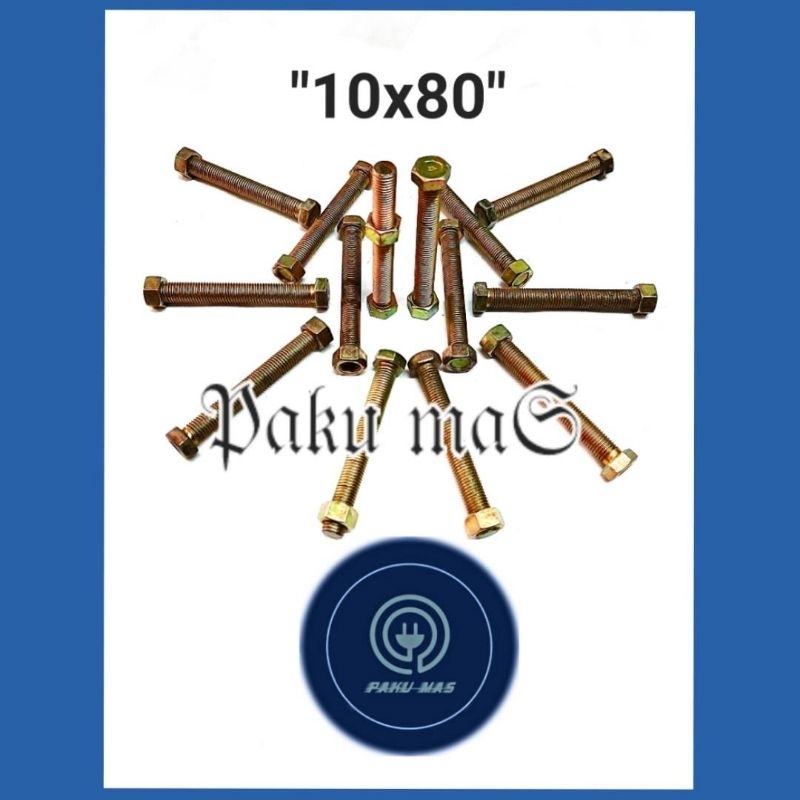 Jual Baut Mur 10 x 80 baut ukuran 10 x 8cm | Shopee Indonesia