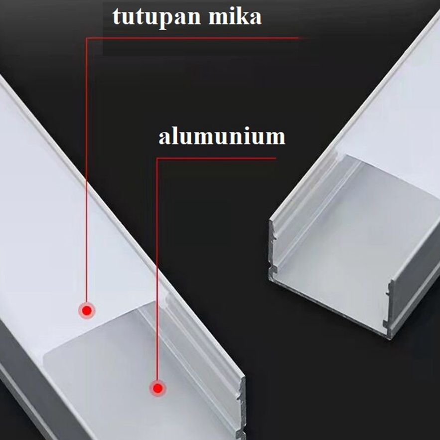 Jual COD MJ88 Cover Lampu Aluminium Led Strip 1m / 100 cm Tapeguard Led ...