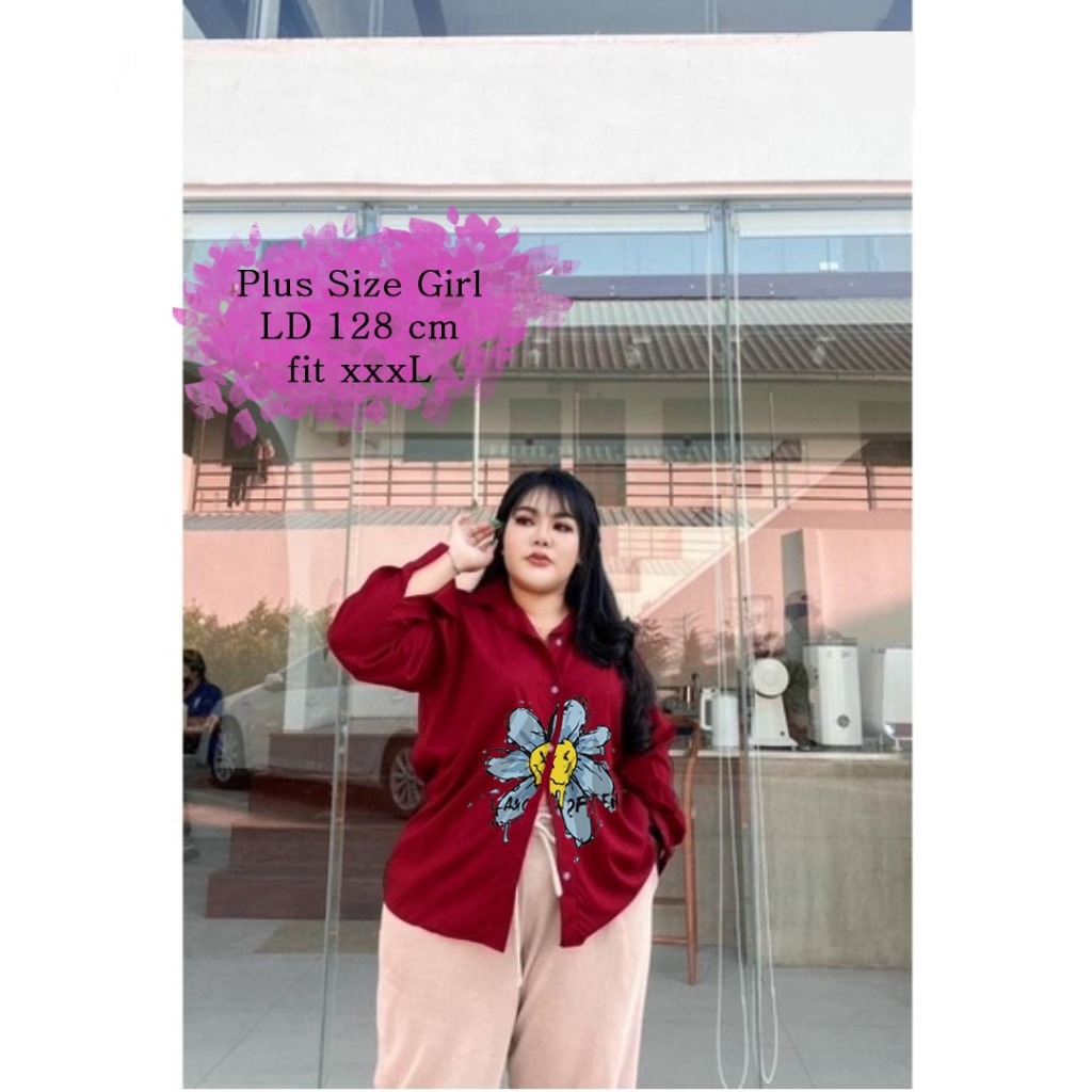 Jual Kemeja Plus Size Laugh Oftenn Oversize / Atasan Wanita Jumbo ...
