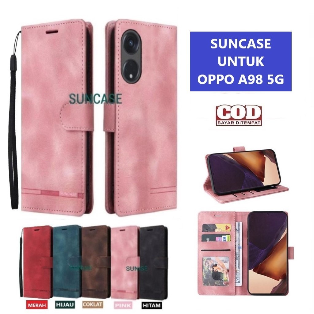 Jual Casing OPPO A98 5G model flip buka tutup case kulit ada tempat ...