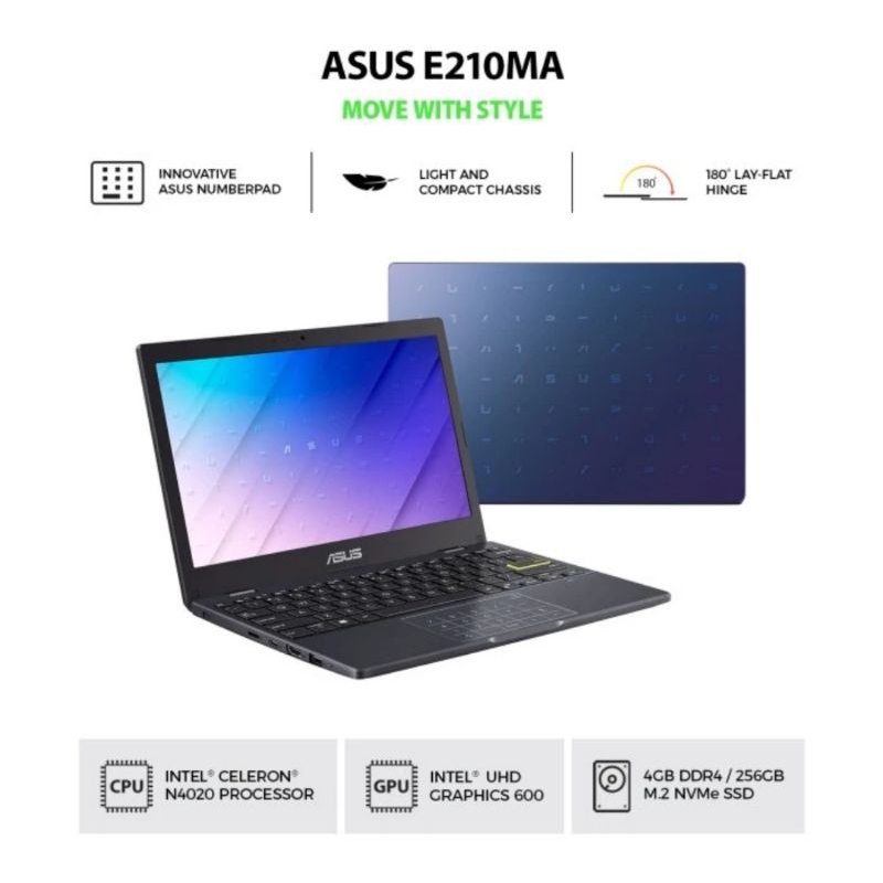 Jual Notebook Asus vivobook E210m peacock blue Intel celeron N4020 Ram ...