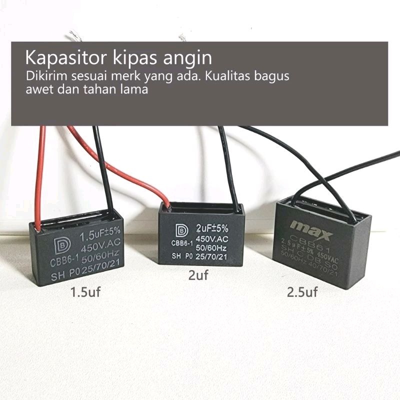 Jual Kapasitor Kipas Angin Kotak 1.2 uF 1.5uf 1.8uf 2uf 2.5uf 3uf Capasitor | Shopee Indonesia