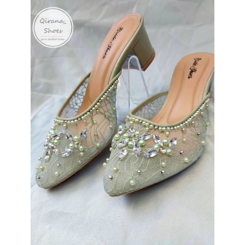 Jual selop pengantin wanita / slop brukat wanita / sepatu pesta wanita ...