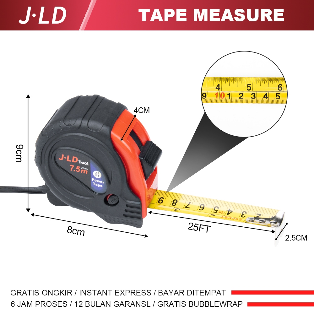 Jual JLD Measuring Tape Portable Multifunctional Measuring Tool Meteran ...