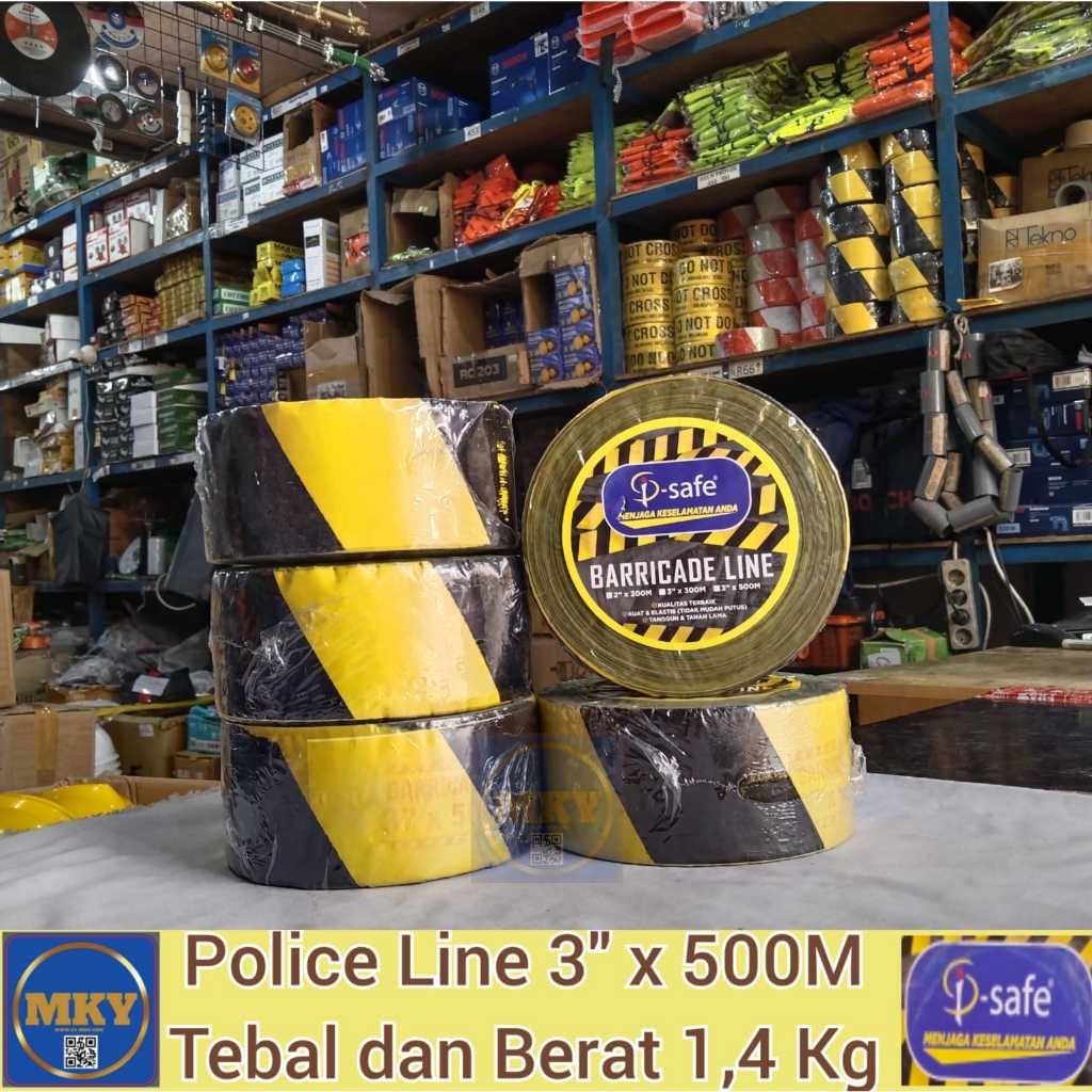Jual I-Safe Police Line Warna Hitam kuning 3" X 500M Pembatas Garis ...