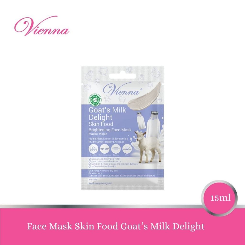 Jual VIENNA SKIN FOOD FACE MASK CLAY GOAT'S MILK DELIGHT - 15ML SACHET ...