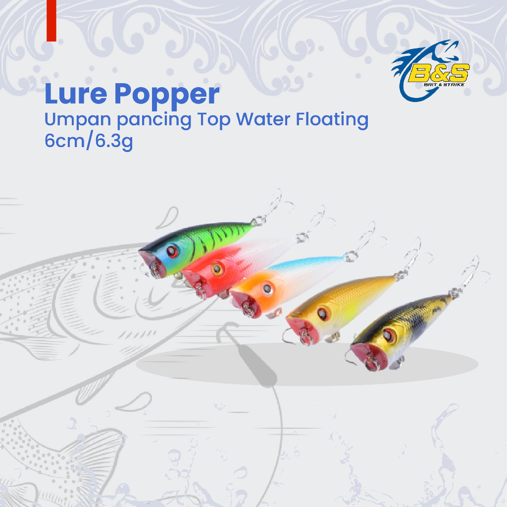 Jual Umpan Pancing LURE POPPER Floating 6cm/6.3g umpan pancing Top Water 3D Eyes MN097 | Shopee ...