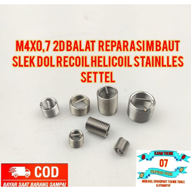 Jual paket 10pcs recoil M4X0,7 2d alat reparasi baut slek dol recoil ...