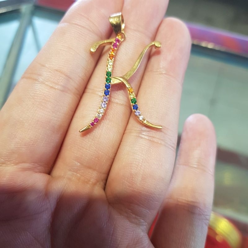 Jual liontin emas 375 inisial K (2,50grm) | Shopee Indonesia