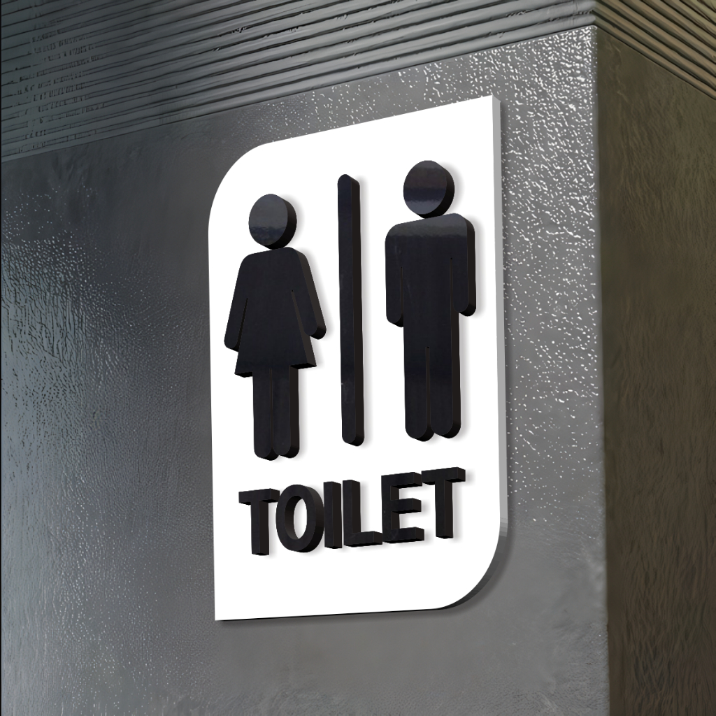 Jual Signage Acrylic Pop Up Sign Kotak 13 x 17,5 cm - Toilet Putih ...