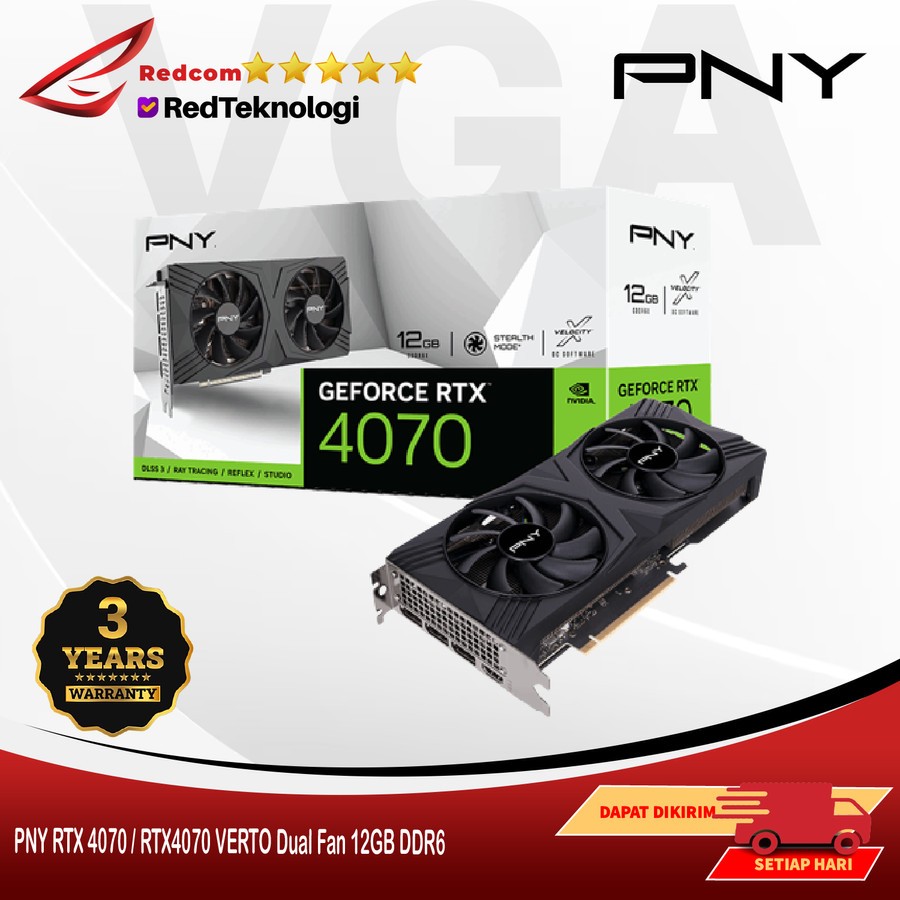 Jual PNY RTX 4070 / RTX4070 VERTO Dual Fan 12GB DDR6 | Shopee Indonesia
