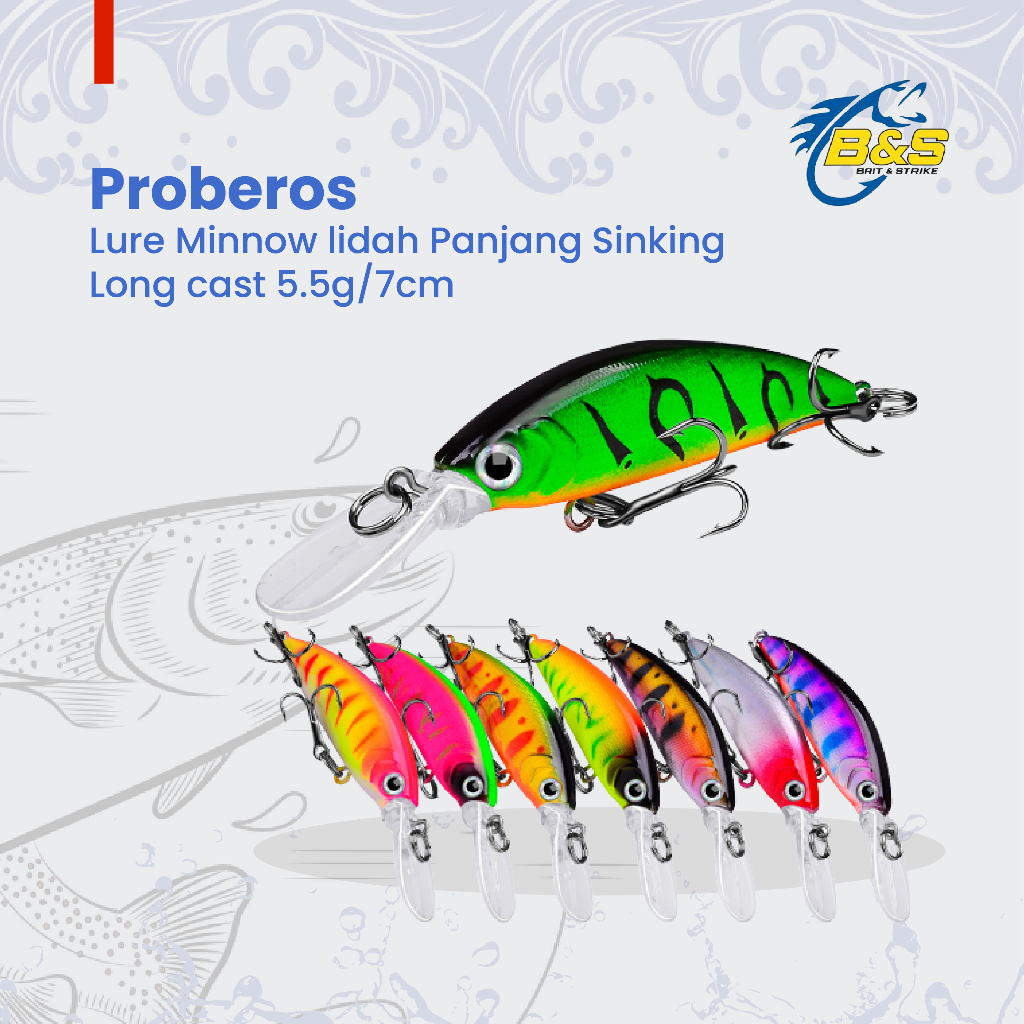 Jual PROBEROS Umpan Pancing Lure Minnow lidah Panjang 5.5g/7cm lure ...