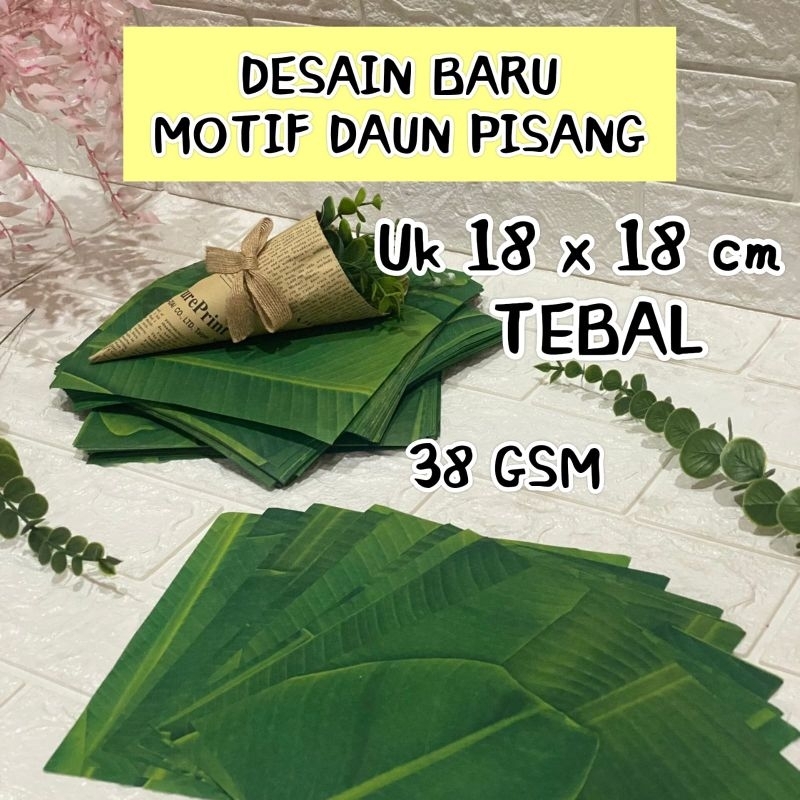 Jual Wax Paper / Baking Paper Motif DAUN PISANG uk 18 x 18 cm ~ 50 PCS ...