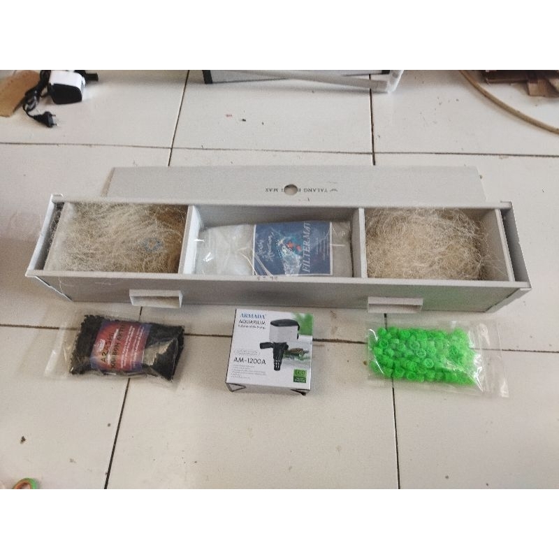 Jual paket isian filter talang aquarium/isian filter kolam ikan + mesin ...